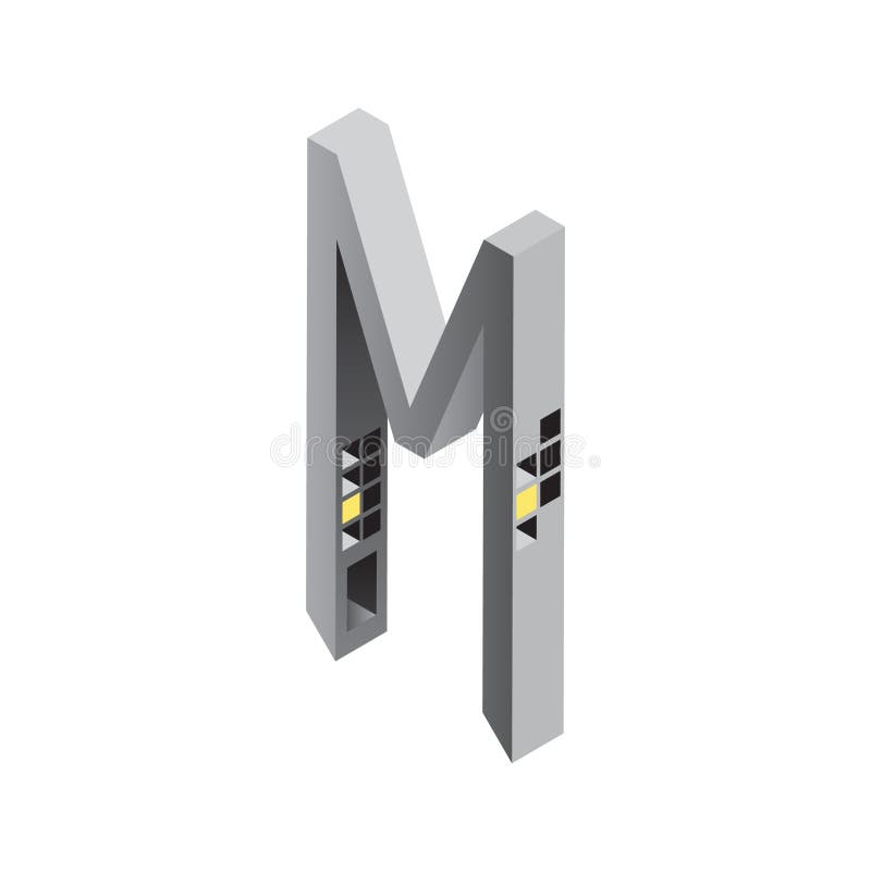 Isometric Letter M. Vector Illustration Decorative Design Stock Vector ...