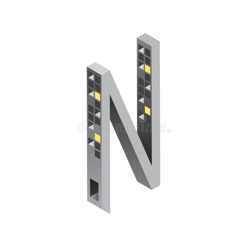 Isometric Letter N. Vector Illustration Decorative Design Stock Vector ...