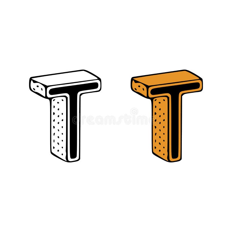 Isometric Letter T Doodle Vector Illustration Stock Vector ...