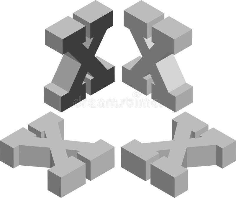 Isometric Letter X. Template for Creating Logos, Emblems, Monograms ...