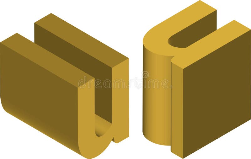 Isometric Letter U. Template for Creating Logos, Emblems, Monograms ...