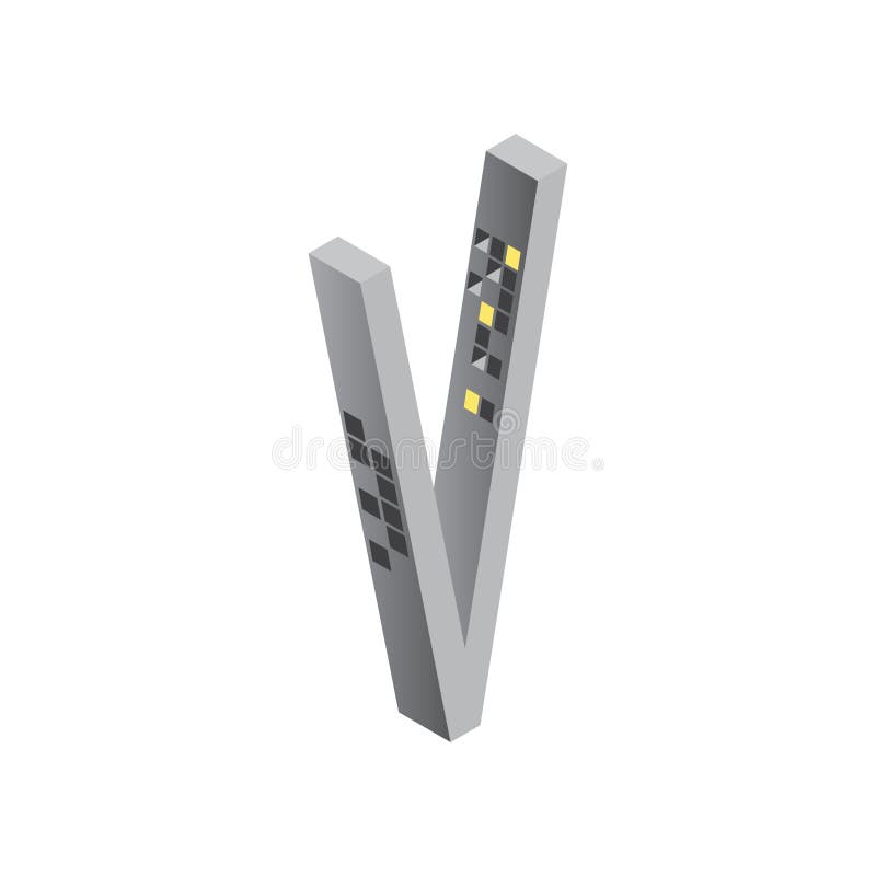 Isometric Letter V. Vector Illustration Decorative Design Stock ...
