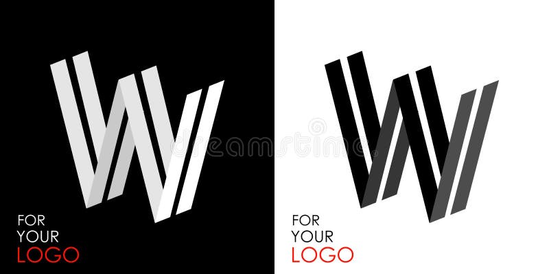 Isometric Letter W. from Stripes, Lines. Template for Creating Logos ...