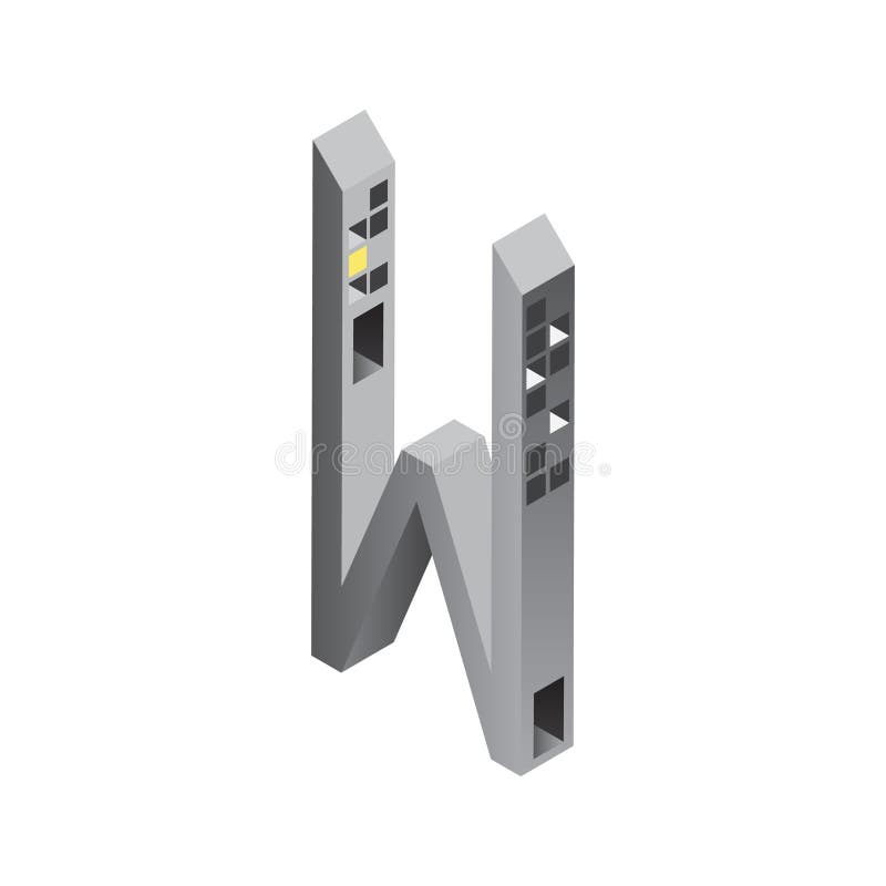 Isometric Letter W. Vector Illustration Decorative Design Stock Vector ...