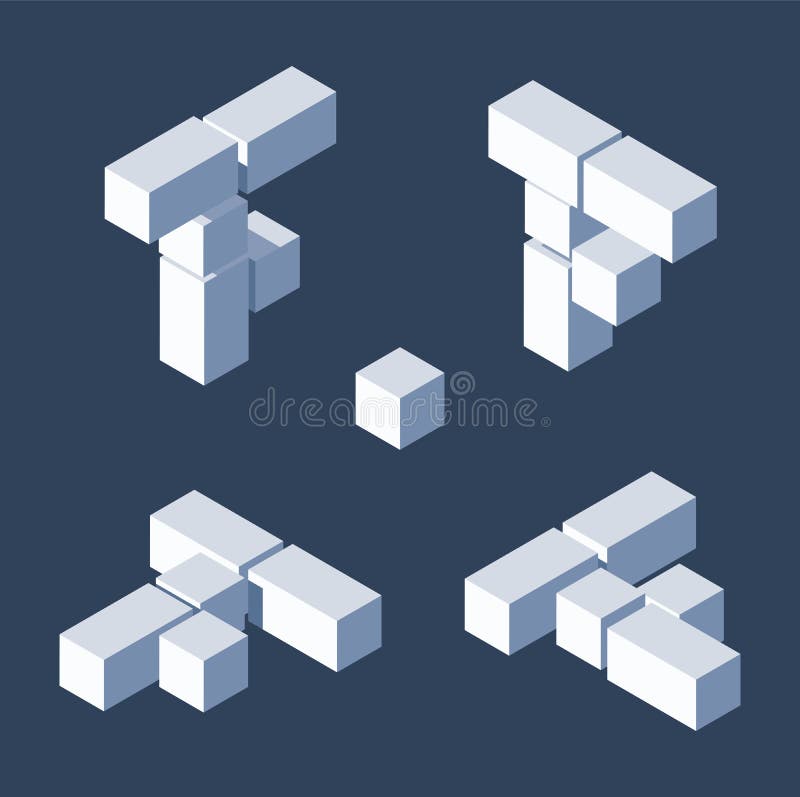 Isometric Letters F in Varions Views. Made with 3d Blocks and Cubes ...