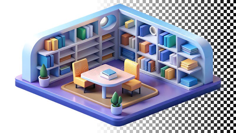 Isometric Library Interior, Representing Knowledge, Learning, and ...
