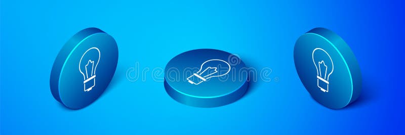 Isometric Light Bulb with Concept of Idea Icon Isolated on Blue ...
