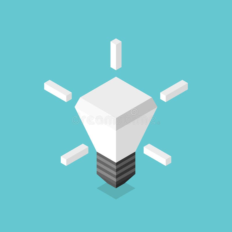 Isometric light bulb, flat stock vector. Illustration of inspiration ...