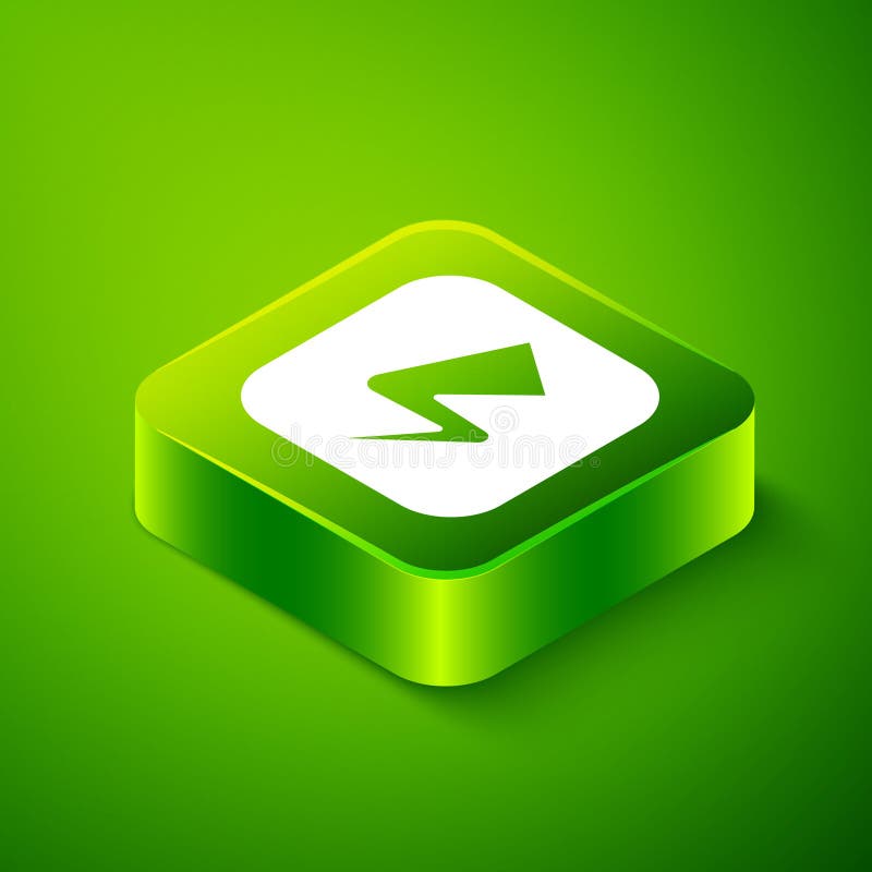 Isometric Lightning Bolt Icon Isolated on Green Background. Flash Sign ...