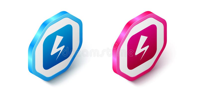 Isometric Lightning Bolt Icon Isolated on White Background. Flash Sign ...