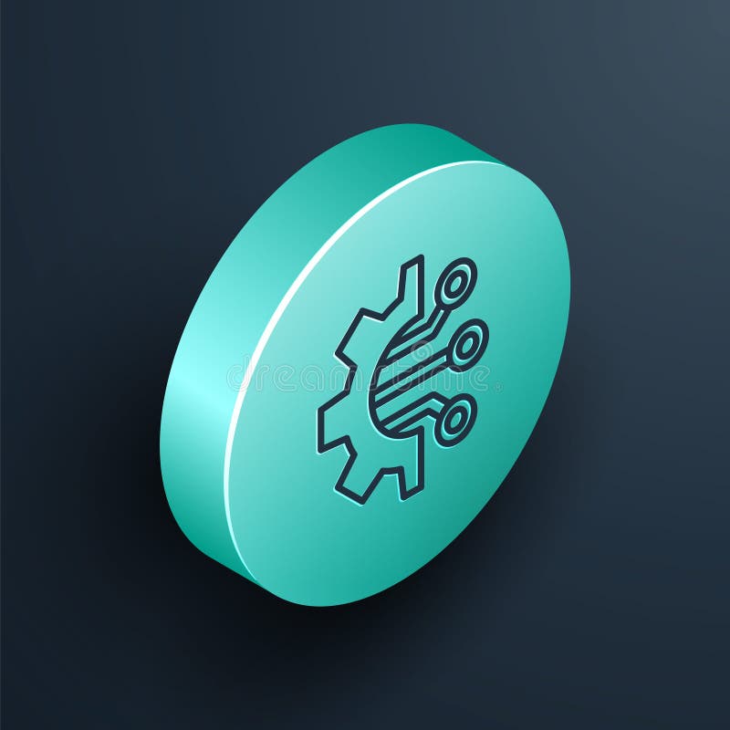 Isometric Line Algorithm Icon Isolated On Black Background Algorithm Symbol Design From