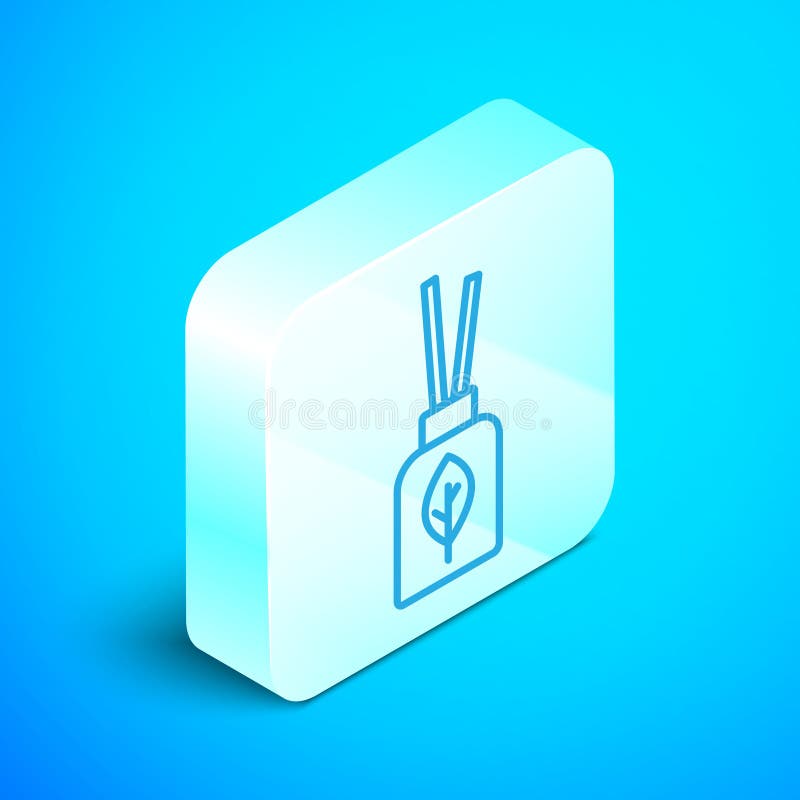 Isometric Line Aroma Diffuser Icon Isolated on Blue Background. Glass ...