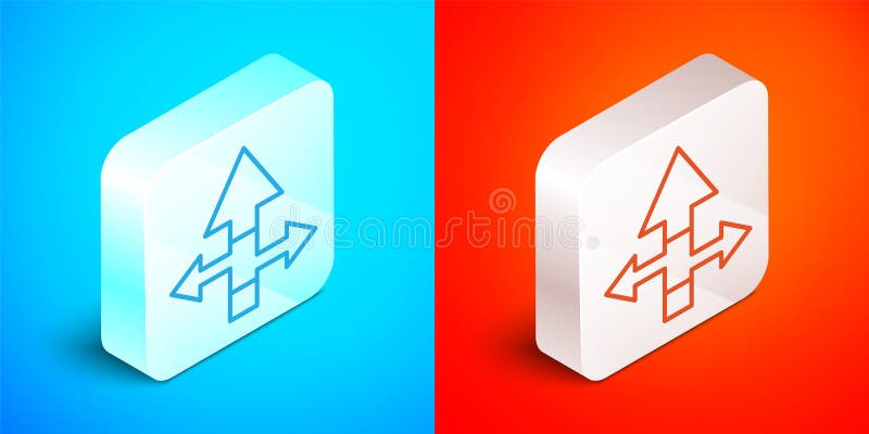 Isometric Line Arrow Icon Isolated on Blue and Red Background ...