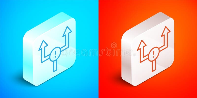 Isometric Line Arrow Icon Isolated on Blue and Red Background ...