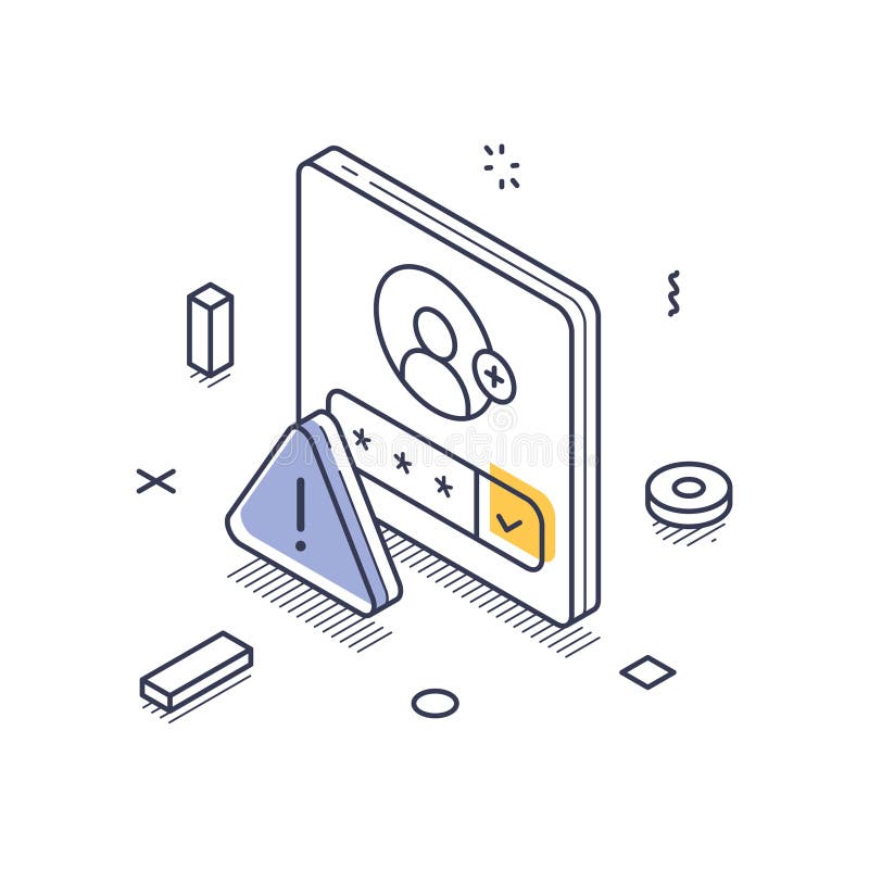 Isometric Line Art Icon Representing Personal Data Security and Privacy ...