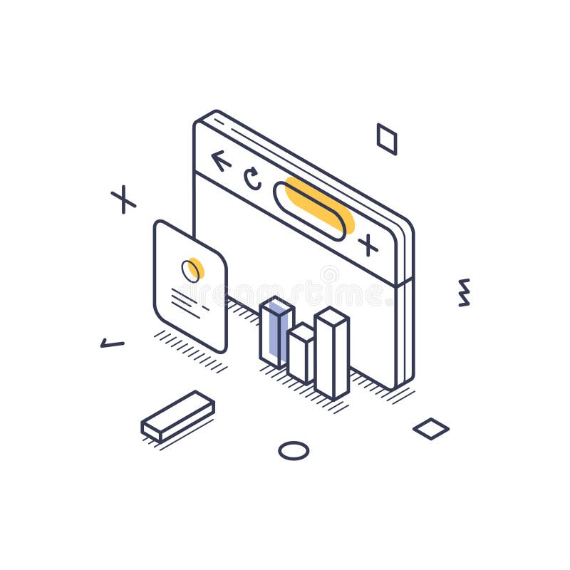 Isometric Line Art Icon Representing Social Media Interaction and ...