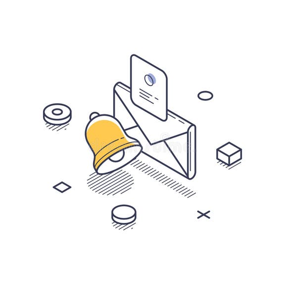 Isometric Line Art Icon Representing Technical Support with Envelope ...