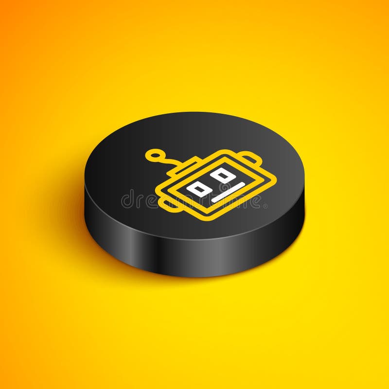 Isometric Line Artificial Intelligence Robot Icon Isolated on Yellow ...