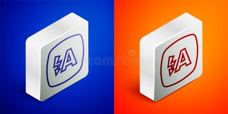 Isometric Line Auto Flash Icon Isolated on Blue and Orange Background ...