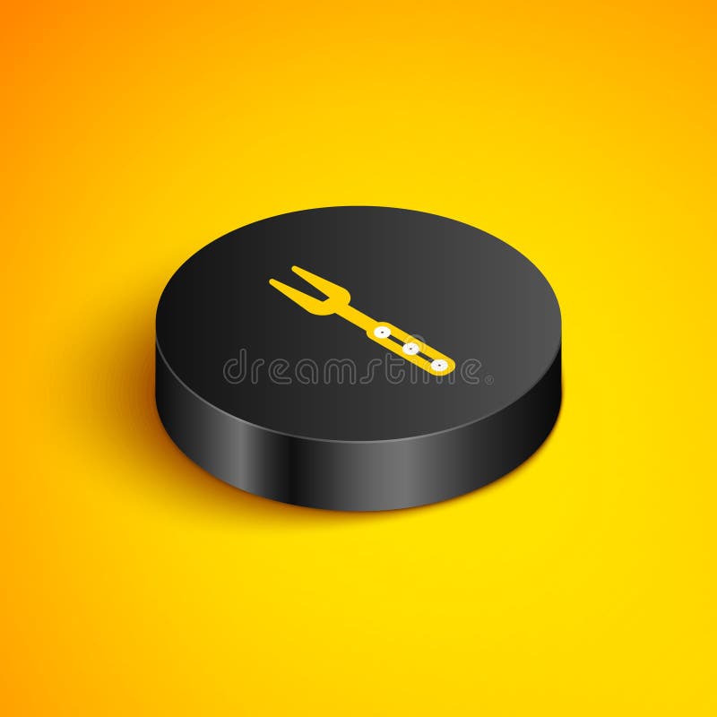 Isometric Line Barbecue Fork Icon Isolated on Yellow Background. BBQ ...