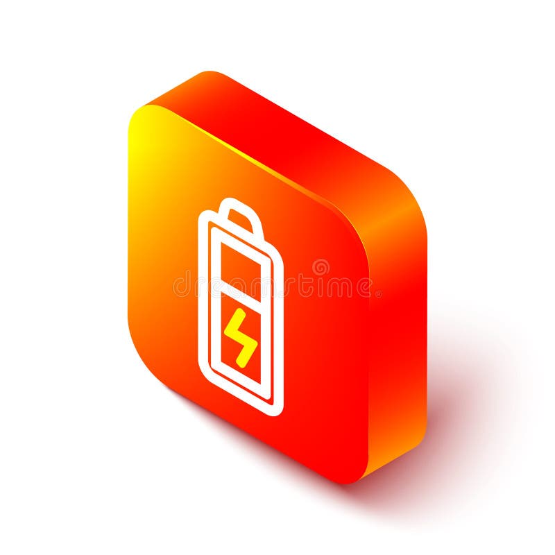 Isometric Line Battery Icon Isolated on White Background. Lightning ...