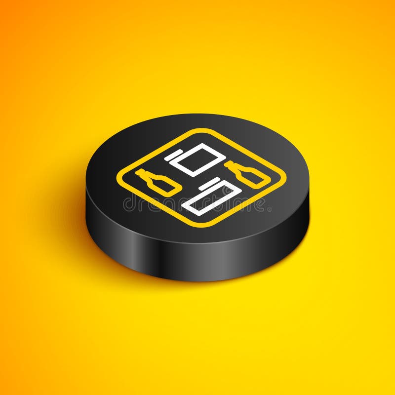 Isometric Line Beer Menu Icon Isolated on Yellow Background. Beer ...
