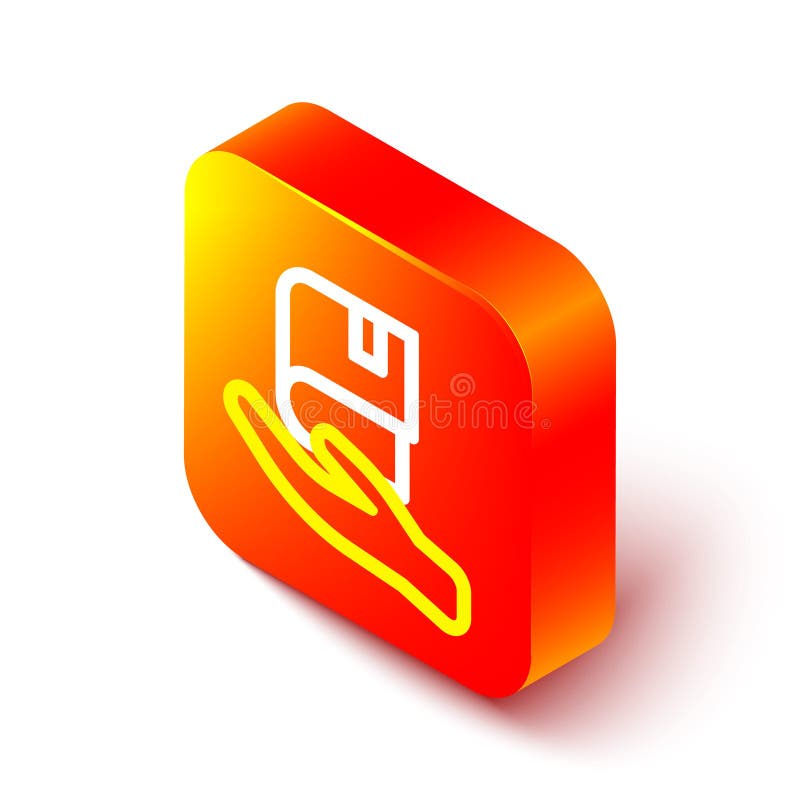Isometric Line Book Donation Icon Isolated on White Background. Orange ...