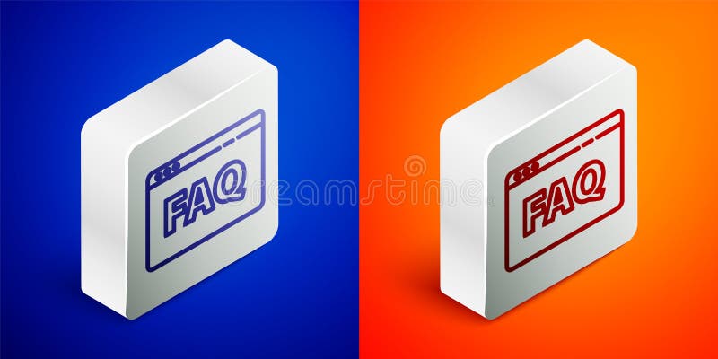 Isometric Line Browser FAQ Icon Isolated on Blue and Orange Background ...