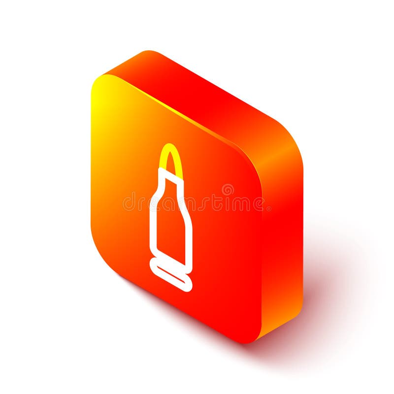 Isometric Line Bullet Icon Isolated on White Background. Orange Square ...