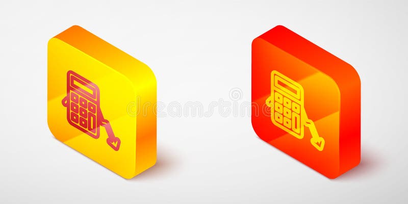 Isometric Line Calculation of Expenses Icon Isolated on Grey Background ...