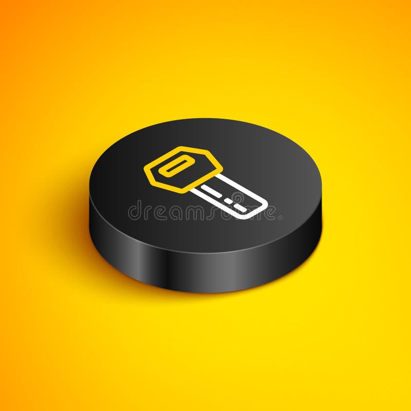Isometric Line Car Key with Remote Icon Isolated on Yellow Background ...