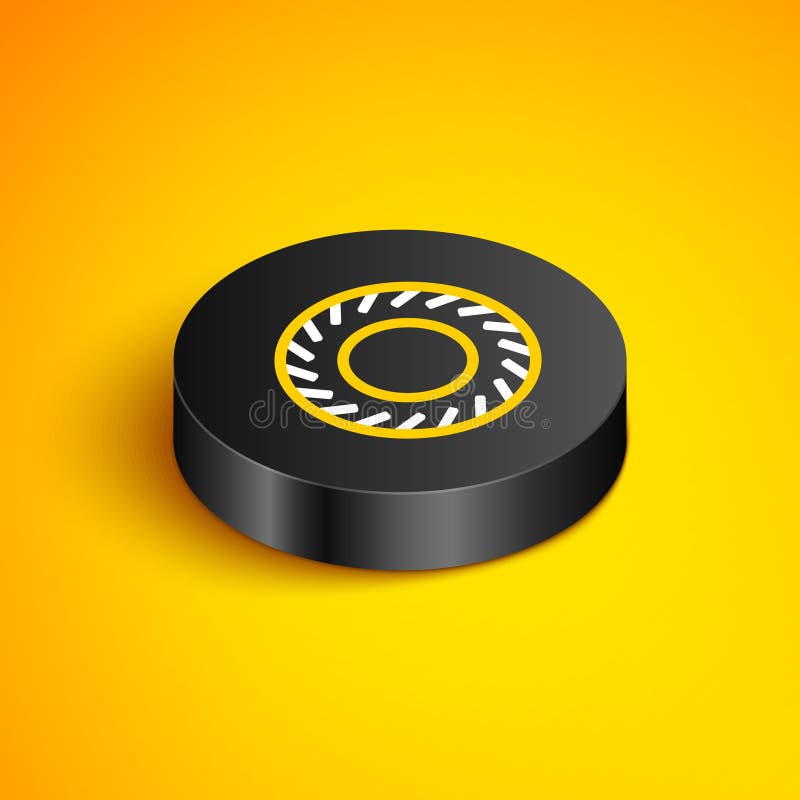 Isometric Line Car Tire Icon Isolated on Yellow Background. Black ...