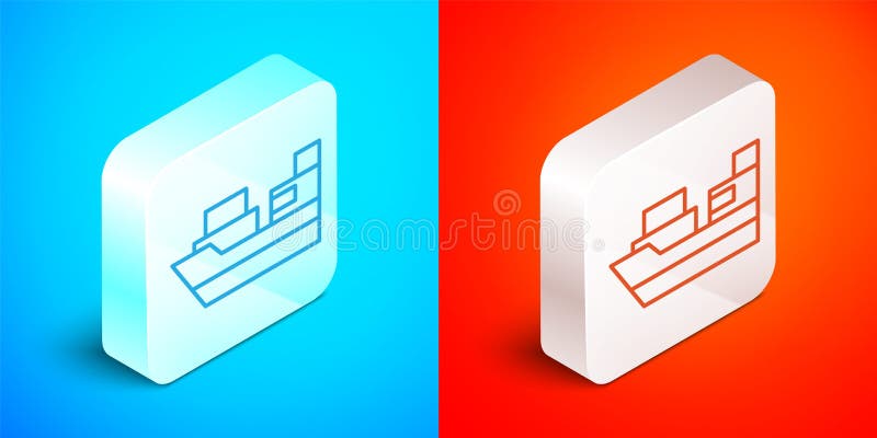 Isometric Line Cargo Ship with Boxes Delivery Service Icon Isolated on ...
