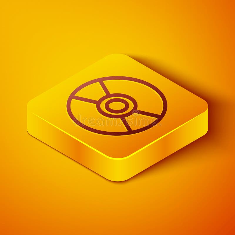 Isometric Line CD or DVD Disk Icon Isolated on Orange Background ...