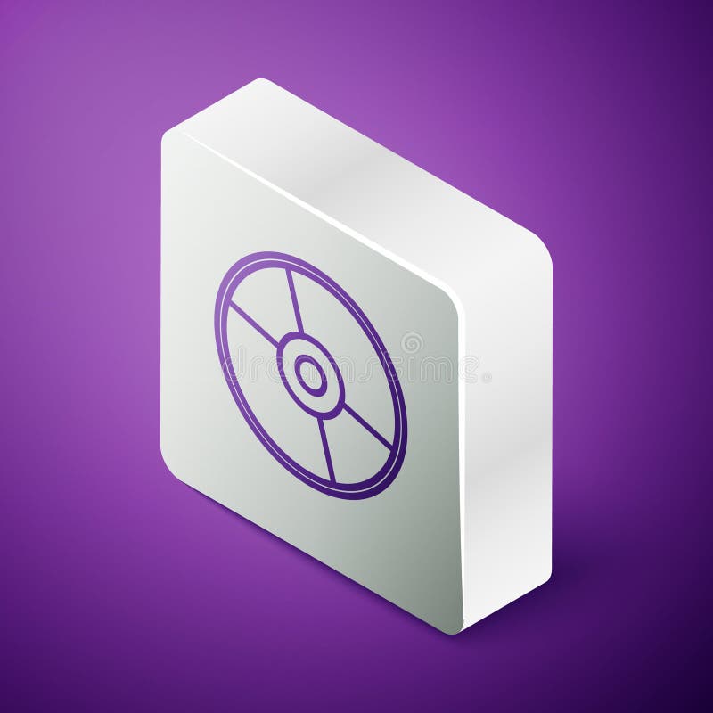Isometric Line CD or DVD Disk Icon Isolated on Purple Background ...