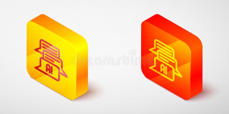 Isometric Line Chat Bot Icon Isolated on Grey Background. Chatbot Icon ...