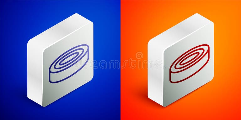Isometric Line Checker Game Chips Icon Isolated on Blue and Orange ...
