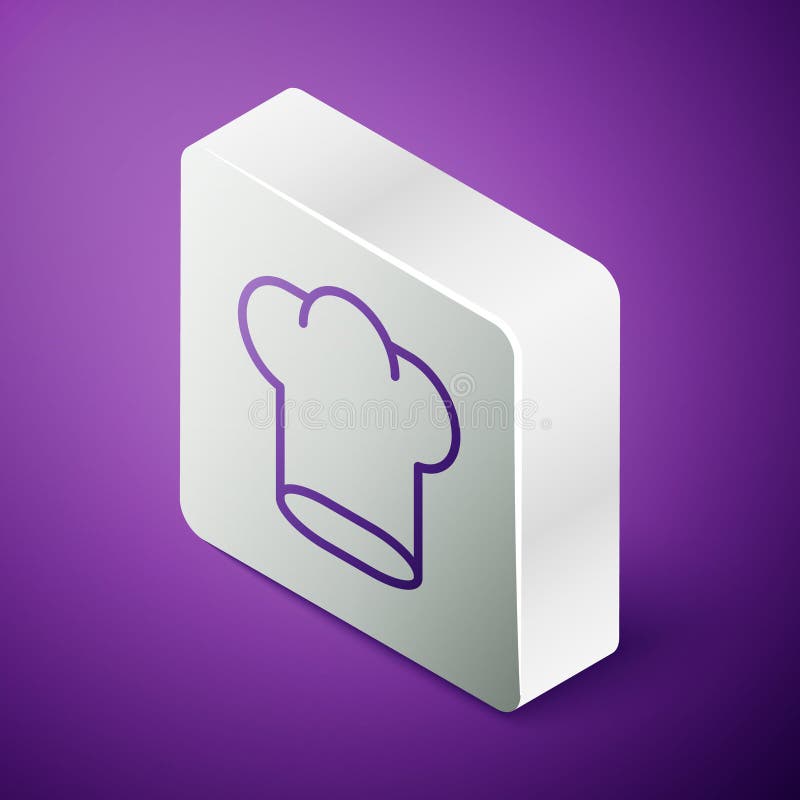 Isometric Line Chef Hat Icon Isolated on Purple Background. Cooking ...
