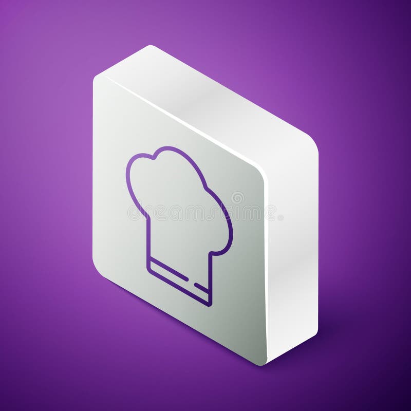 Isometric Line Chef Hat Icon Isolated on Purple Background. Cooking ...
