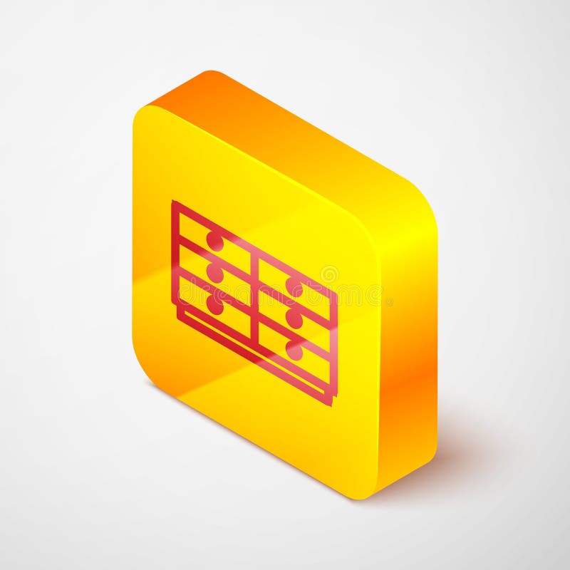Isometric Line Chest of Drawers Icon Isolated on Grey Background ...