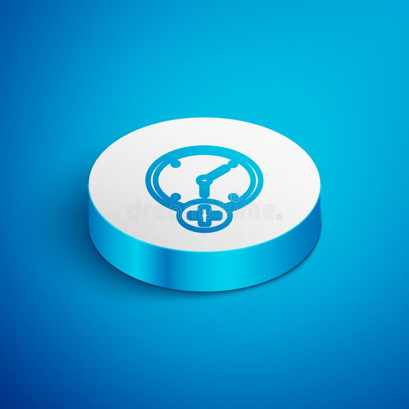 Isometric Line Clock Delete Icon Isolated on Blue Background. Time ...