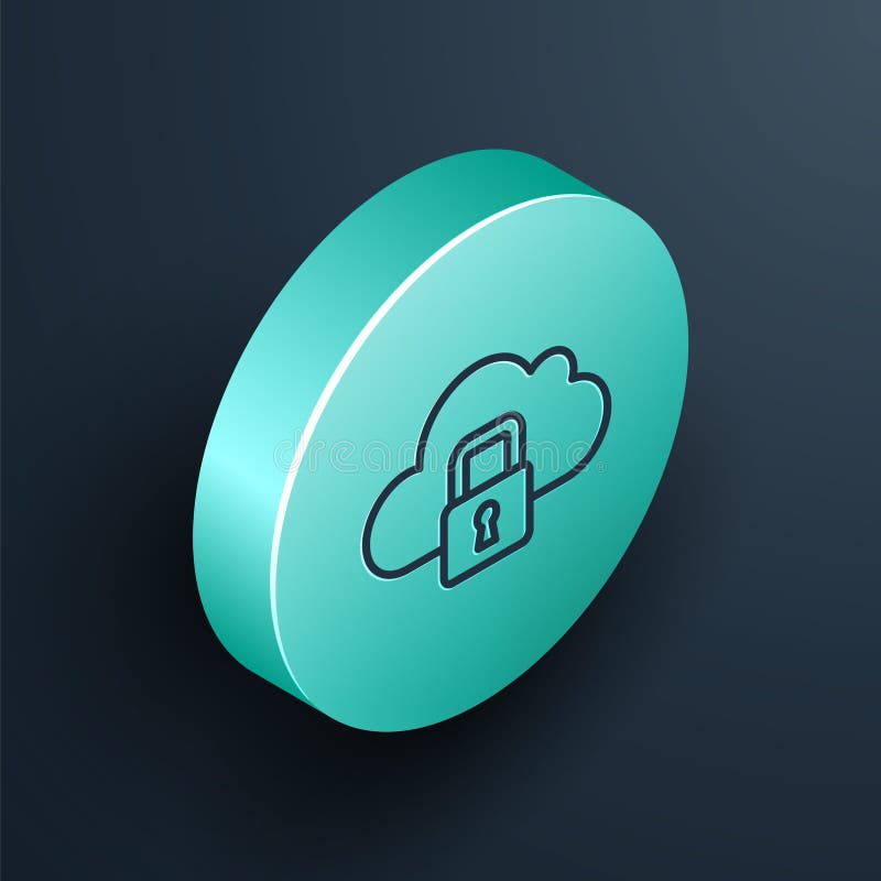 Isometric Line Cloud Computing Lock Icon Isolated on Black Background ... Isometric Line Cloud Computing Lock Icon Isolated on Black Background ...