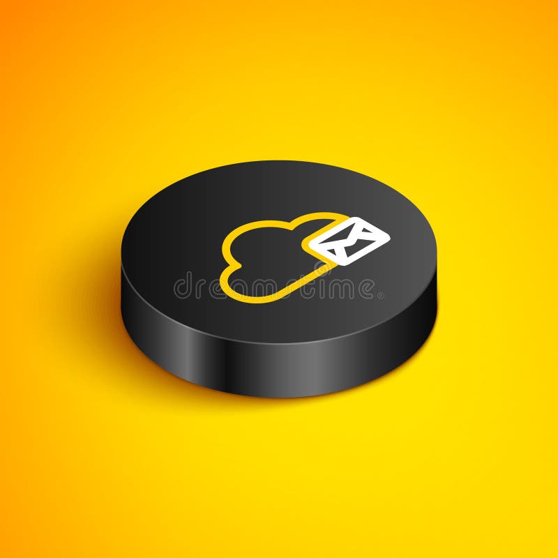 Isometric Line Cloud Mail Server Icon Isolated on Yellow Background ...
