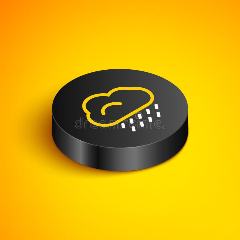 Isometric Line Cloud with Rain Icon Isolated on Yellow Background. Rain ...