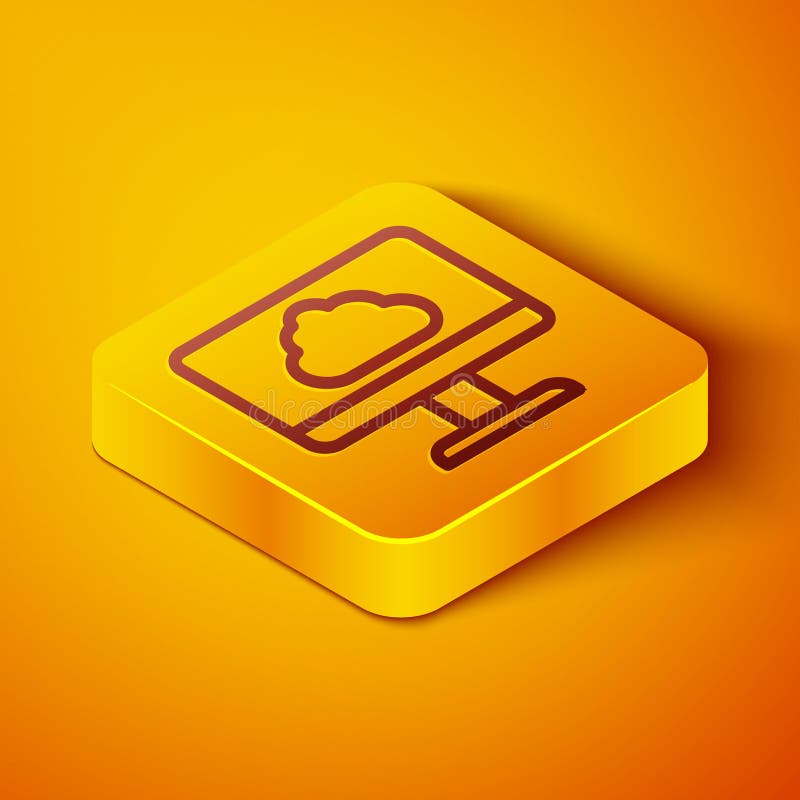 Isometric Line Cloud Technology Data Transfer and Storage Icon Isolated on Orange Background ...