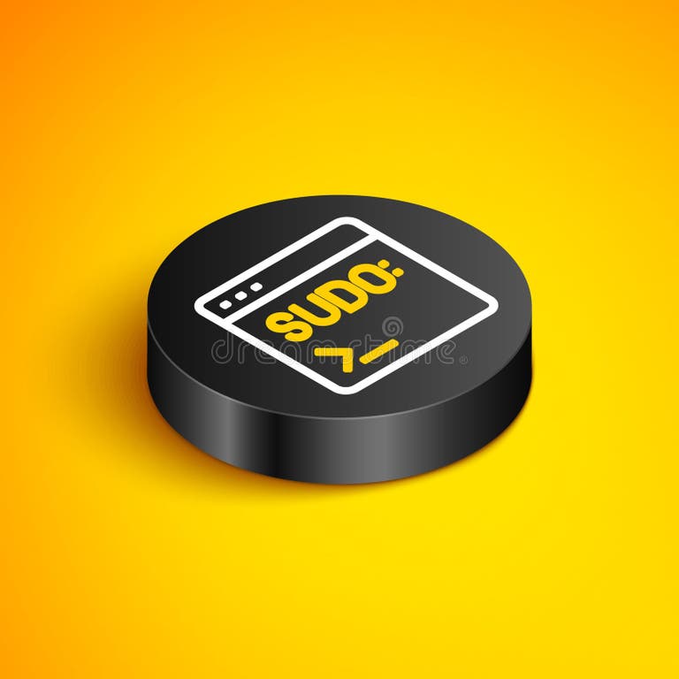 Isometric Line Code Terminal Icon Isolated on Yellow Background ...