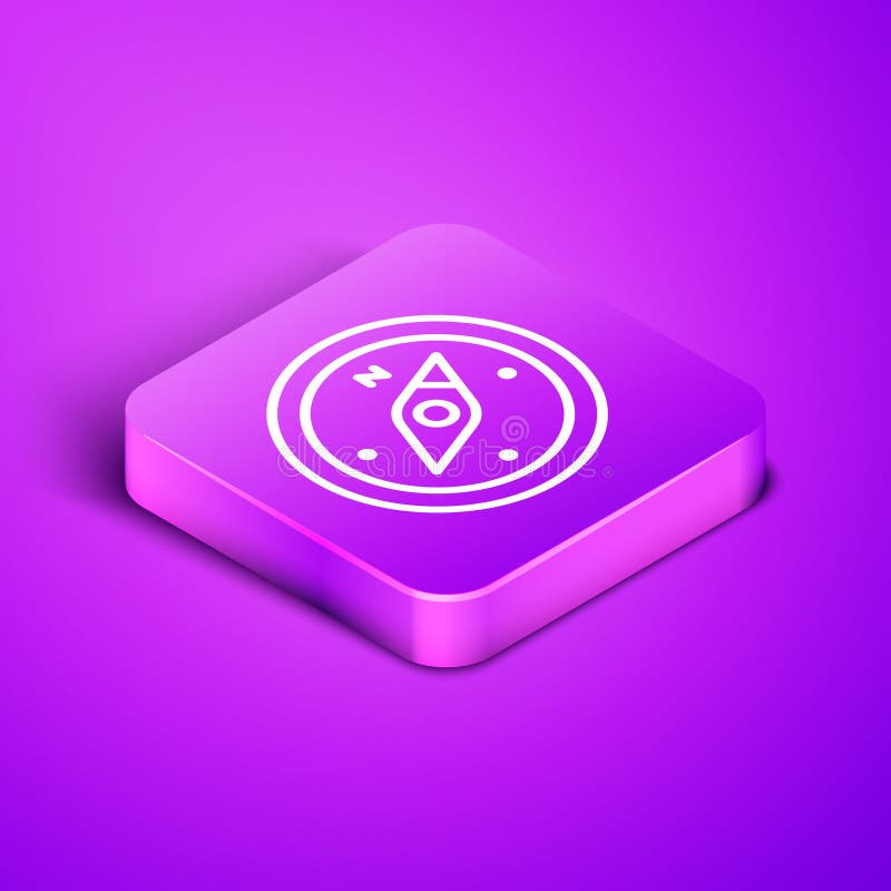 Isometric Line Compass Icon Isolated on Purple Background. Windrose ...
