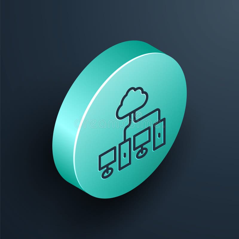 Isometric Line Computer Network Icon Isolated on Black Background ... Isometric Line Computer Network Icon Isolated on Black Background ...