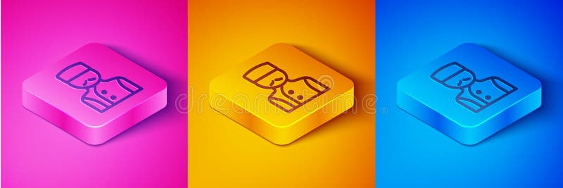 Isometric Line Concierge Icon Isolated on Pink and Orange, Blue ...