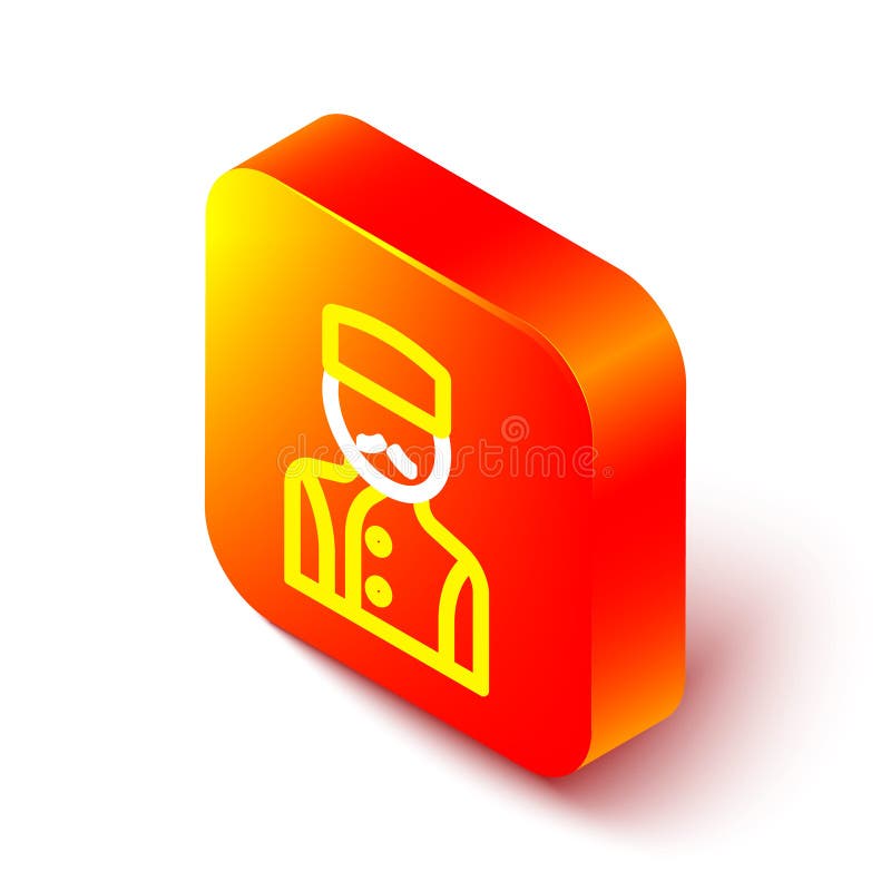 Isometric Line Concierge Icon Isolated on White Background. Orange ...